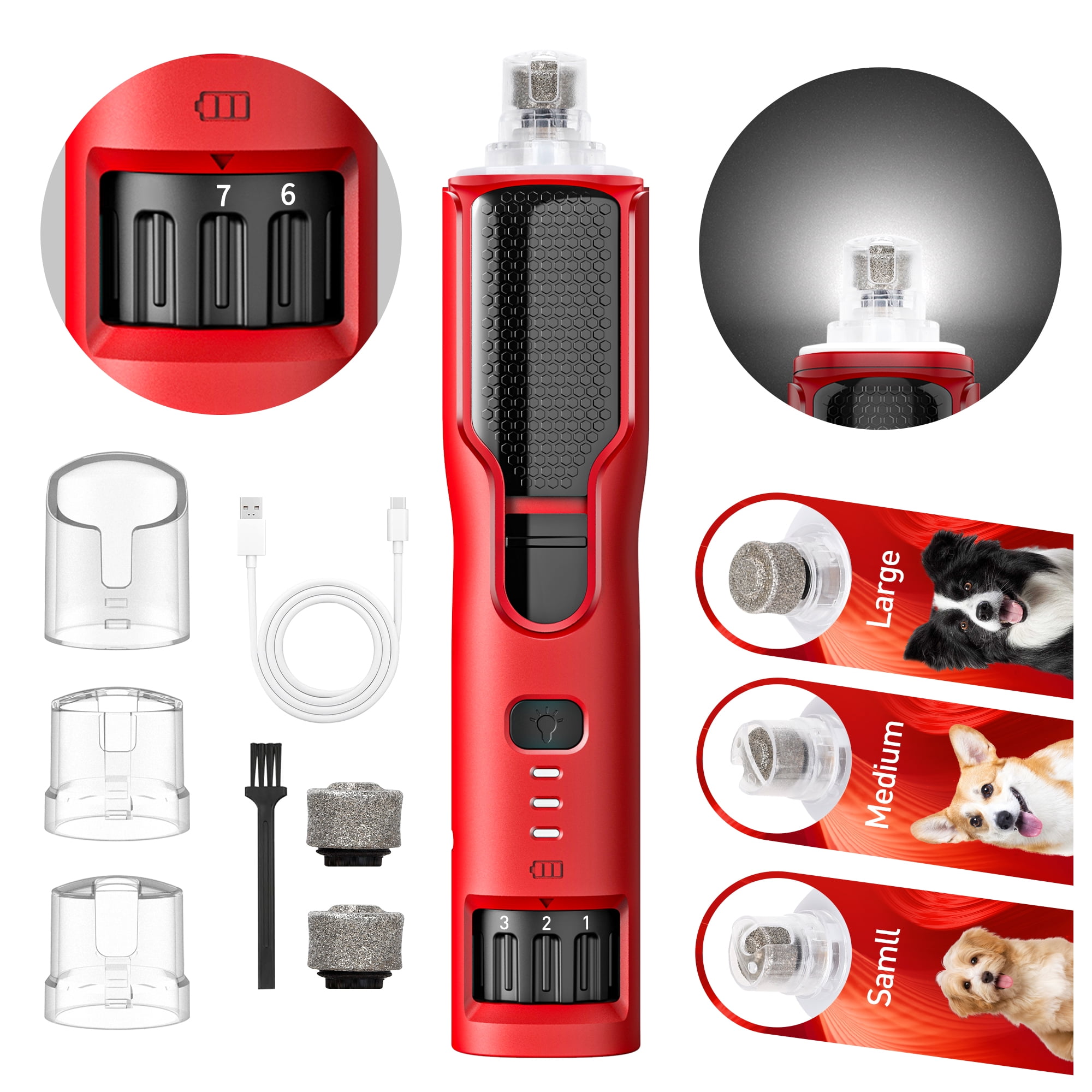 Dog Nail Grinder, Dog Nail Trimmers and Clippers Kit, Upgraded Dog Nail ...