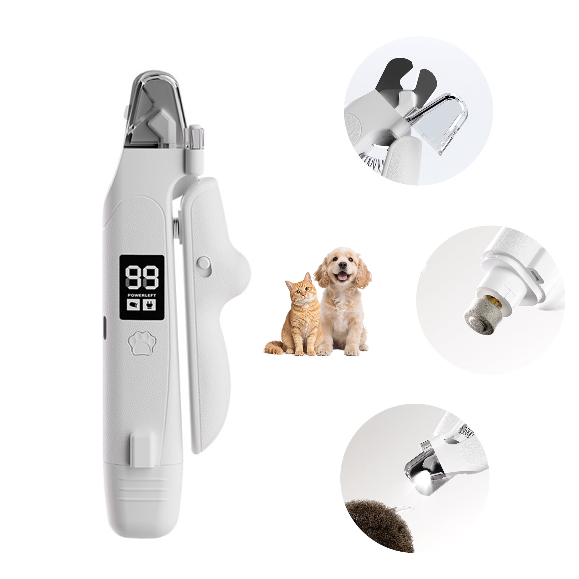 GARITIN 2-in-1 Pet Nail Clippers and Grinder, Electric Dog Cat Nail ...