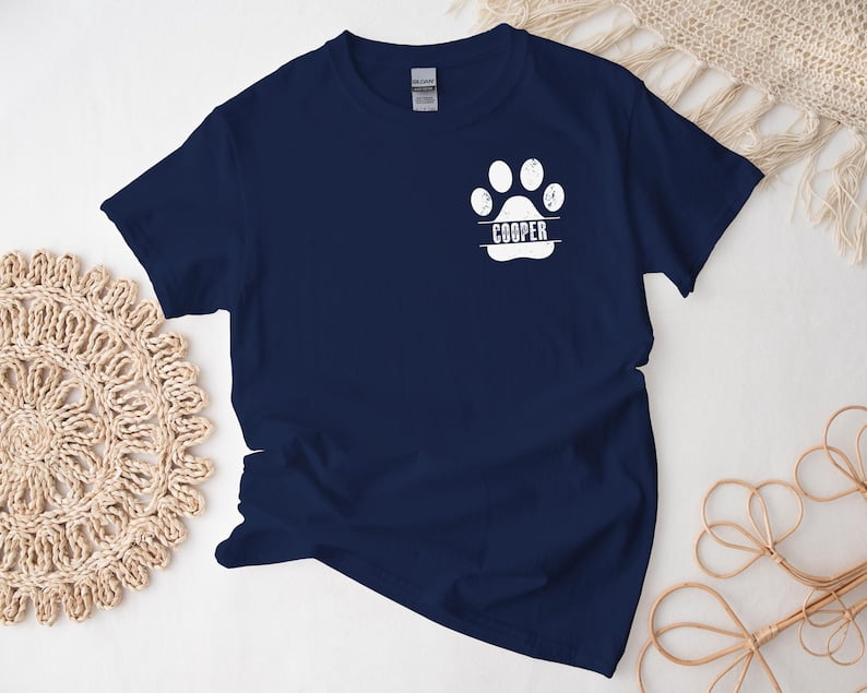 Dog Name Shirt, Personalized Pocket Dog Name Tshirt, Dog Paw Tee ...