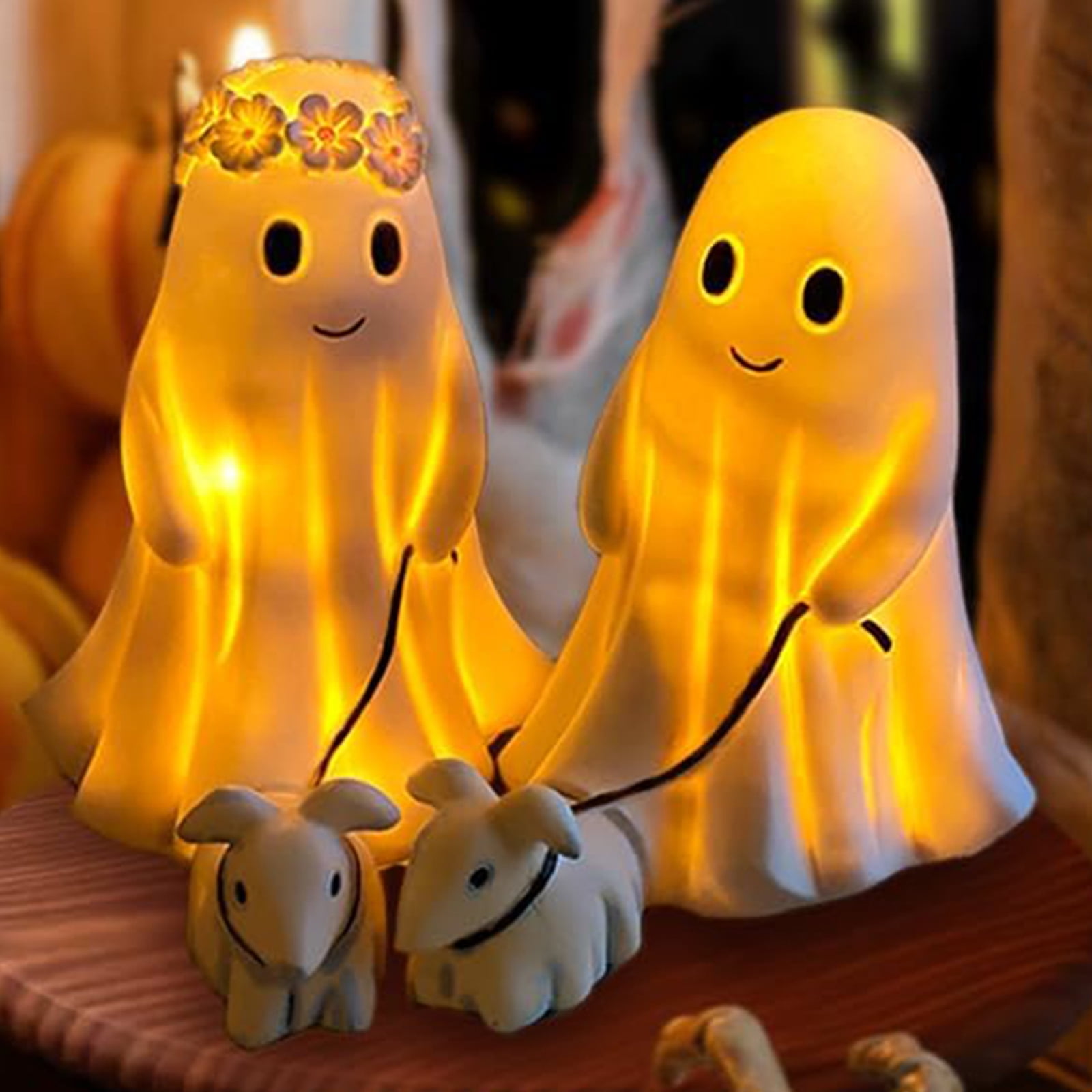 Dog Night Light,Lighted Ghost Walking Dog Statue,Cute Ghost Party ...