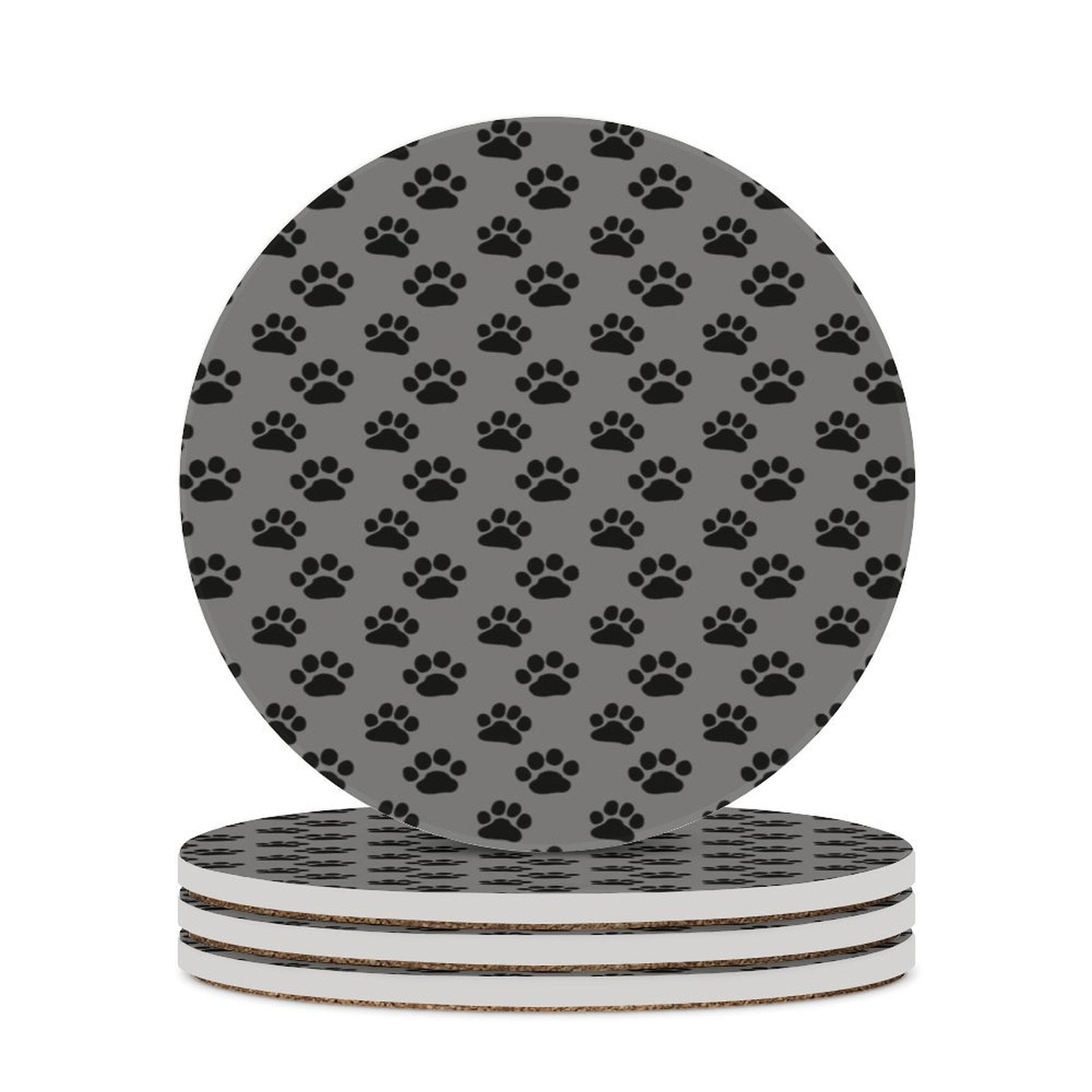 Dog Or Cat Paw Prints Ceramic Coasters Absorbent Coasters for Drinks ...