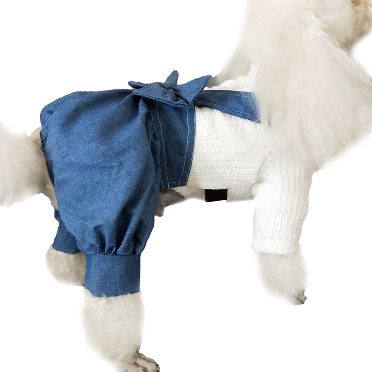 Dog Outfits for Small Dogs Boy Girl Spring Knitted Sweater Denim Pants ...