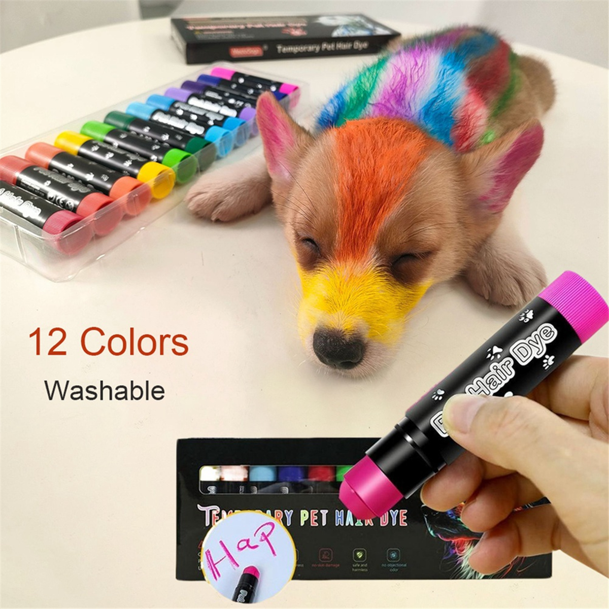 Dog Paint 12 Colors Washable Pet Safe Hair Dye Pet Fur Paint Grooming ...