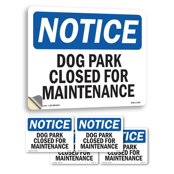 Dog Park Closed For Maintenance OSHA Notice Vinyl Decal Label 24 Inch x ...