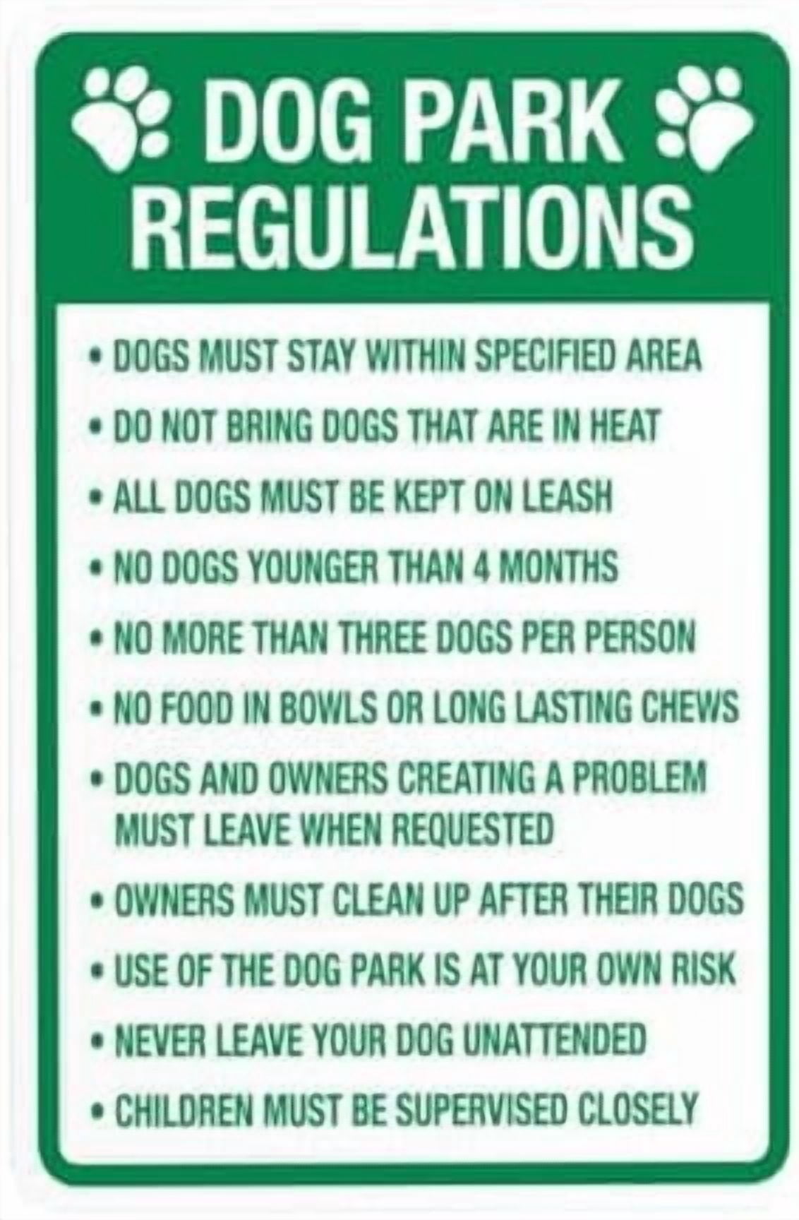 Dog Park Regulations Warning Sign, Dog Park Regulation Security Metal ...