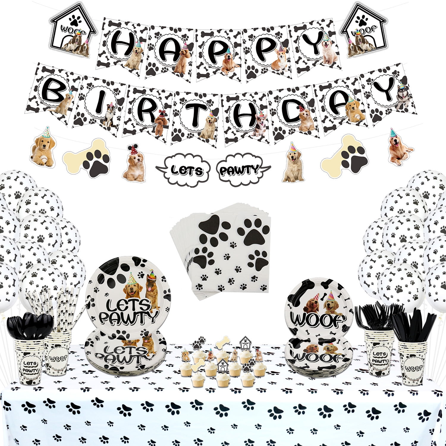 Walmart Dog Party Supplies - Pet Decor Kit with Paw Print Balloons ...