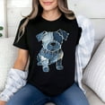 Dog Pattern Denim Patchwork Art T-S1Hirt, Wo's Dog Pattern Denim ...