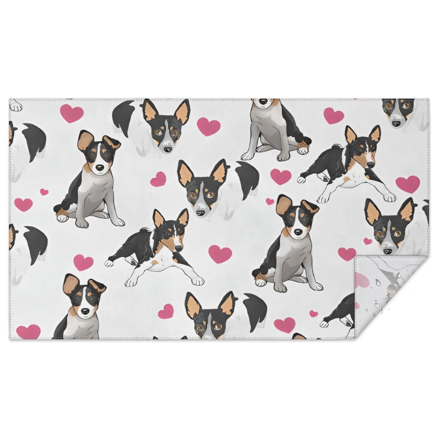 Dog Pattern with Hearts Rectangle Tablecloth 60"x102",Waterproof ...