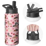 Dog Pattern Insulated Water Bottle - 18/8 Stainless Steel with Paw ...