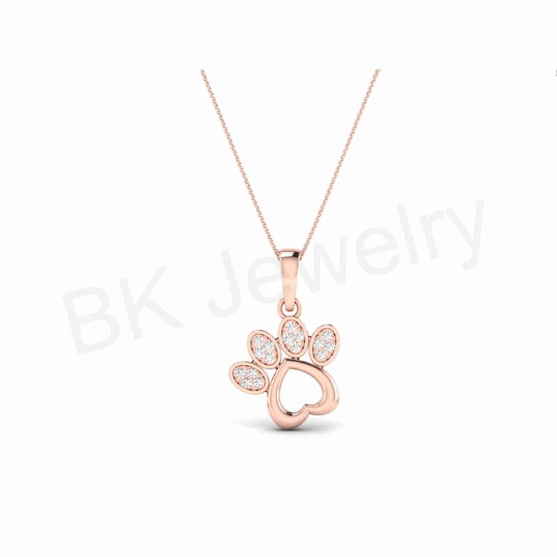 Dog Paw Animal Shaped 14K Rose Gold Over 925 Sterling Silver Penadnt ...