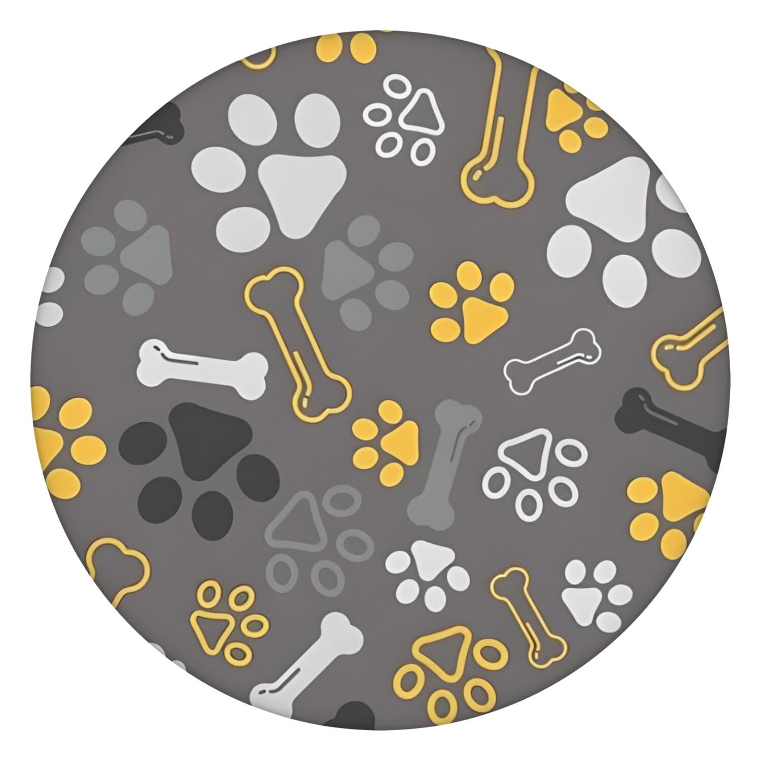 Dog Paw and Bone Round Fitted Tablecloth with Elastic Edge,Dining Table ...