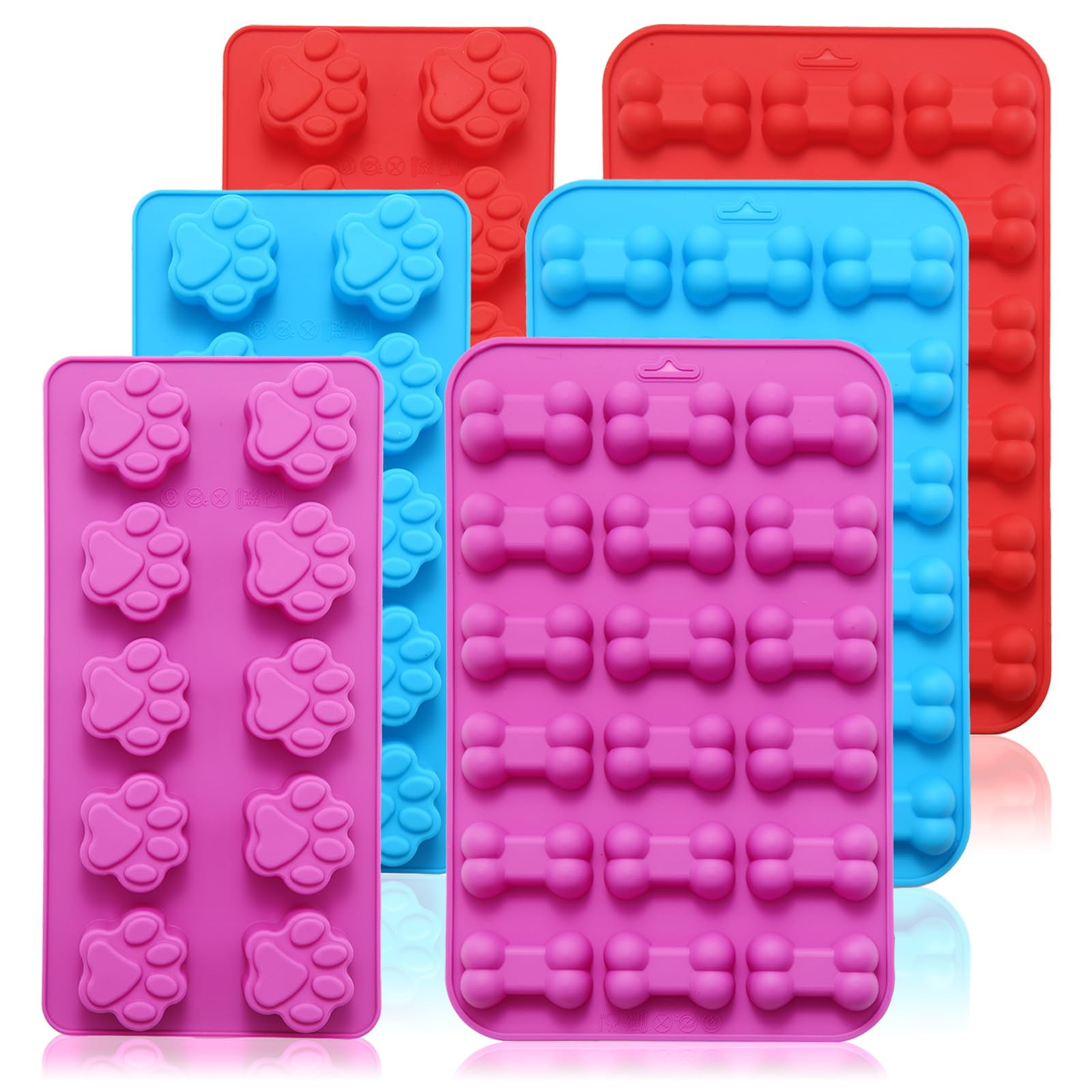 6PCS Silicone Molds Puppy Dog Paw Bone Shape, Baking Chocolate Candy ...