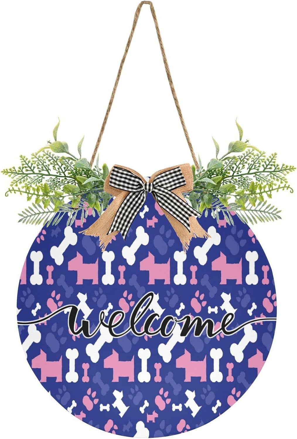 Dog Paw Bone Welcome Sign Farmhouse Front Porch Door Hanging Welcome ...