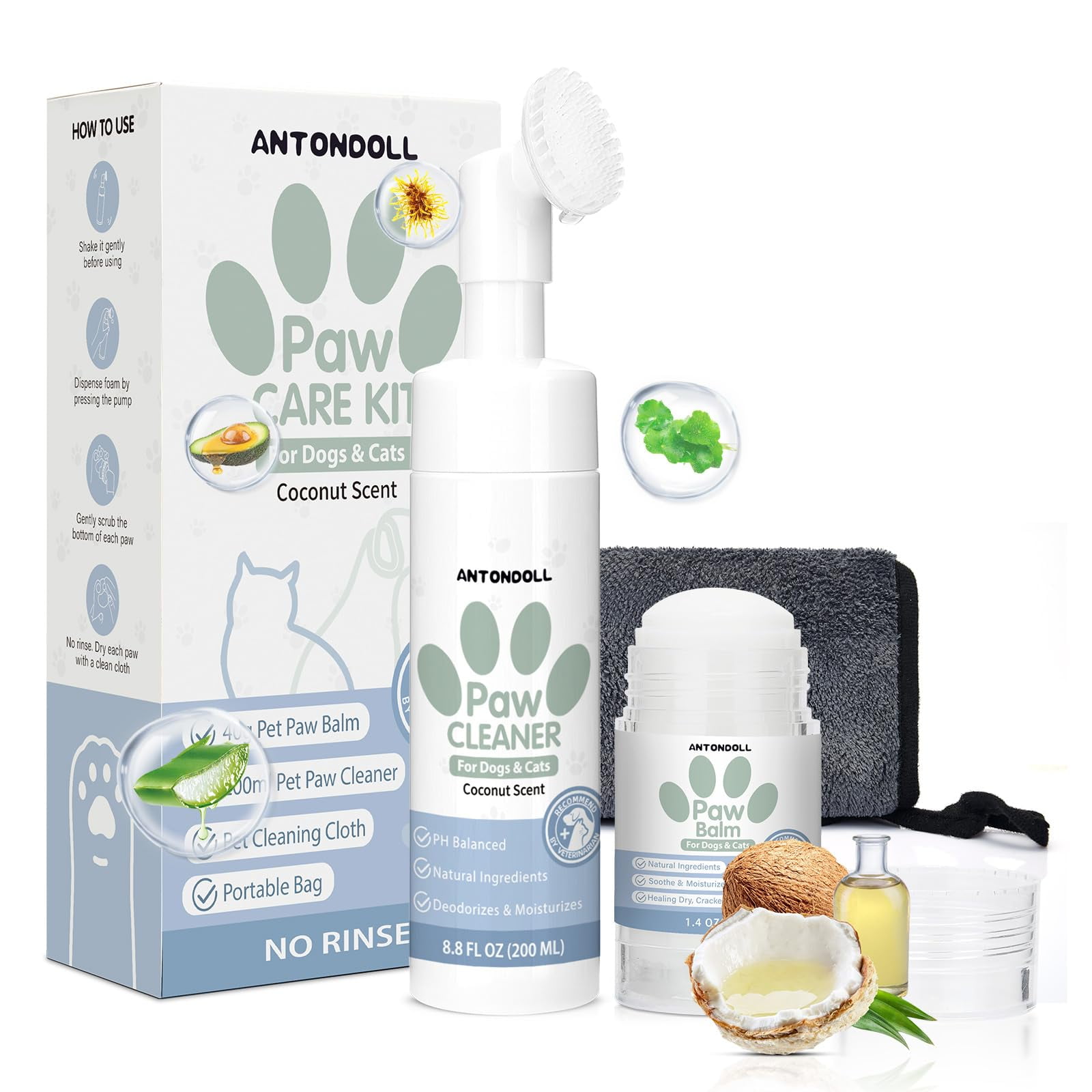 Dog Paw Care Kit OIF8 - Paw Cleaner for Dogs Clean Paws No-Rinse Foaming Paw Cleanser for Small ...