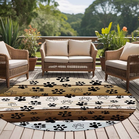 Dog Paw Cat Paw 8ft Round Rug for Open Concept Living Room Seating Zone ...