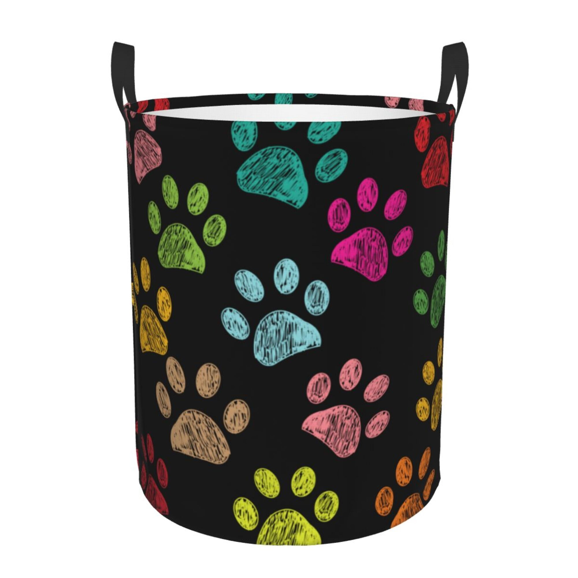 Dog Paw Circular Laundry Basket (With Handle) Waterproof Oxford Cloth ...