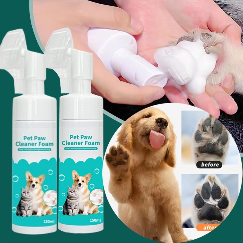 Dog Paw Cleaner No Rinse Foam Cat & Dog Shampoo with Silicone Brush Head, waterless Grooming ...