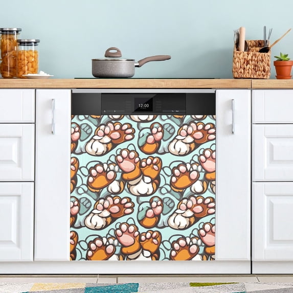 Dog Paw Dishwasher Magnet Cover Reuseable Refrigerator Magnet Cover ...