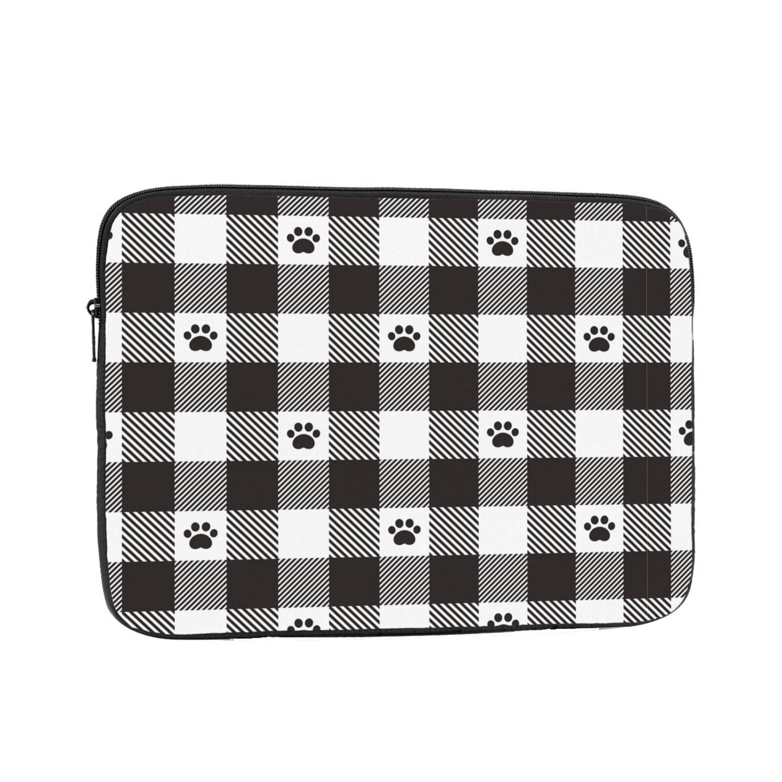 Dog Paw Footprint Cat Checked Tartan Plaid Portable Laptop Sleeve ...