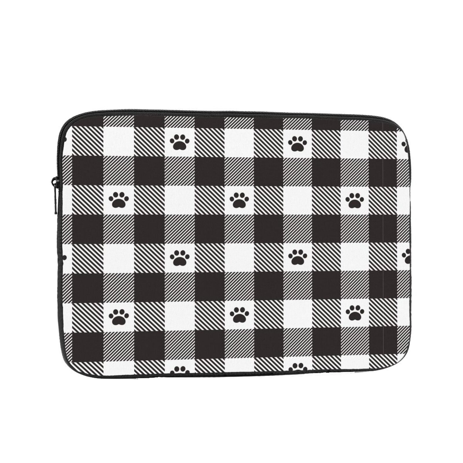 Dog Paw Footprint Cat Checked Tartan Plaid 17 inch Portable Laptop ...