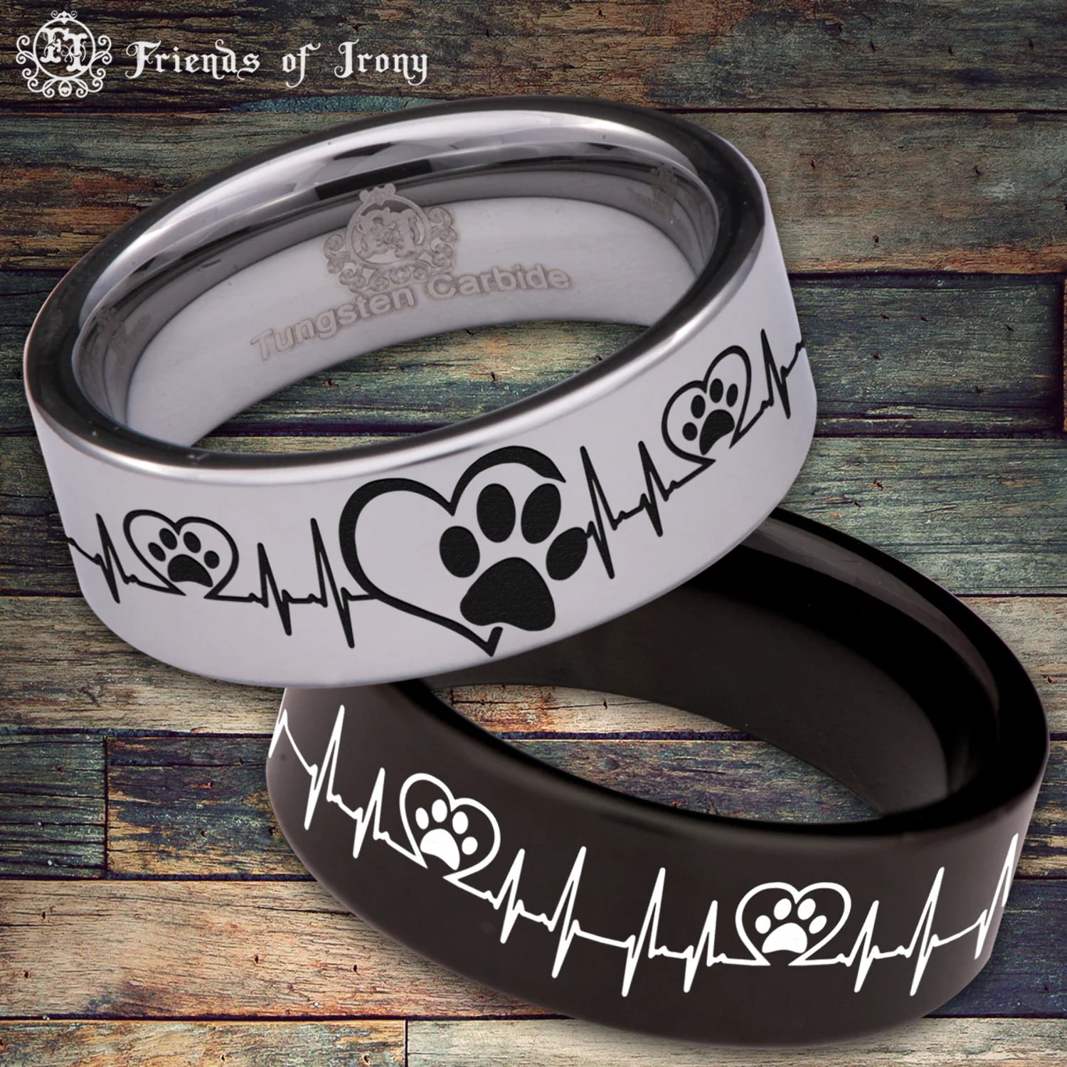 Dog Paw Heart Tungsten Carbide Ring - Walmart.com