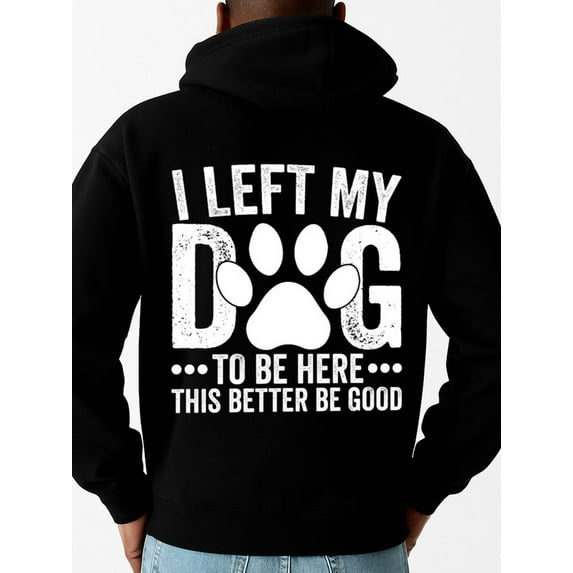 Dog Paw Hoodie sweatshirt dog men machine washable black Casual Solid ...