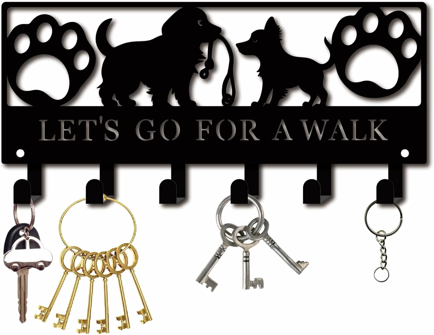 Dog Paw Key Holder Wall Mounted Coat Hanger Metal Decorative Hook with ...