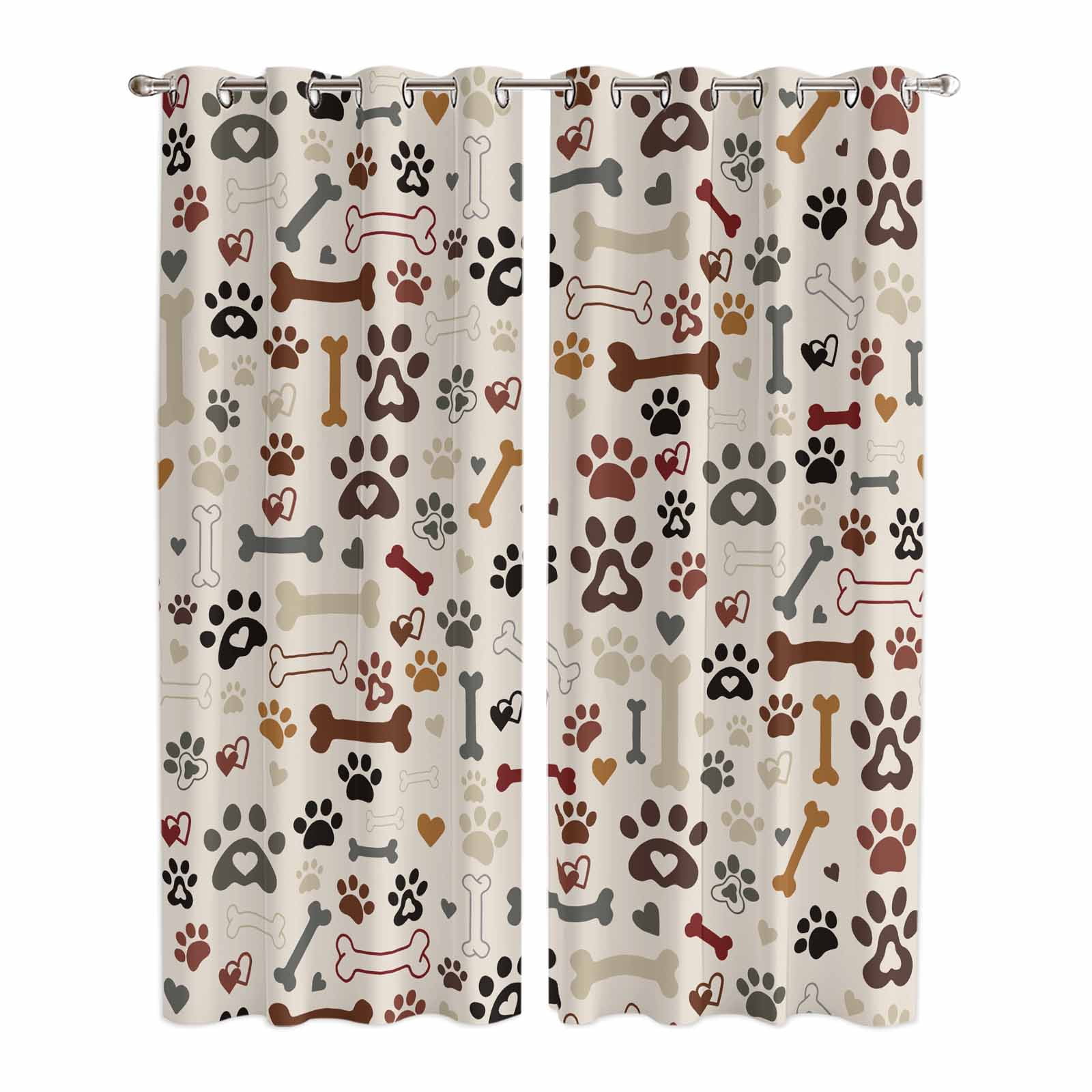 Dog Paw Kitchen Curtains 96 Inch Length, Vintage Farmhouse Dog Bones ...