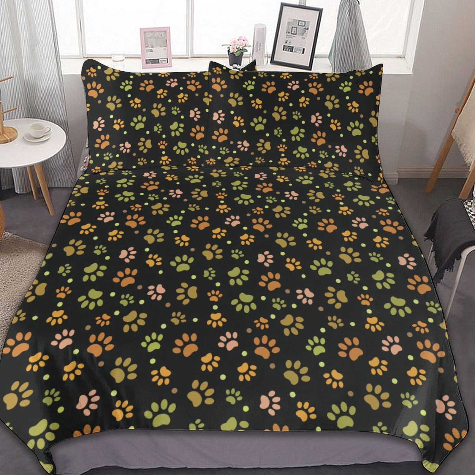 Dog Paw Pattern (2) Queen Bedding Sets 3 Piece (1 Quilt Cover, 2 Pillow ...