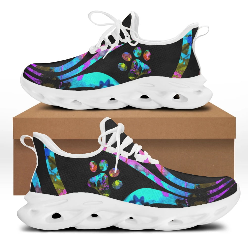 Dog Paw Pattern Cartoon Sneakers Creative Striped Fashion Vulcanized Shoes Comfortable ...