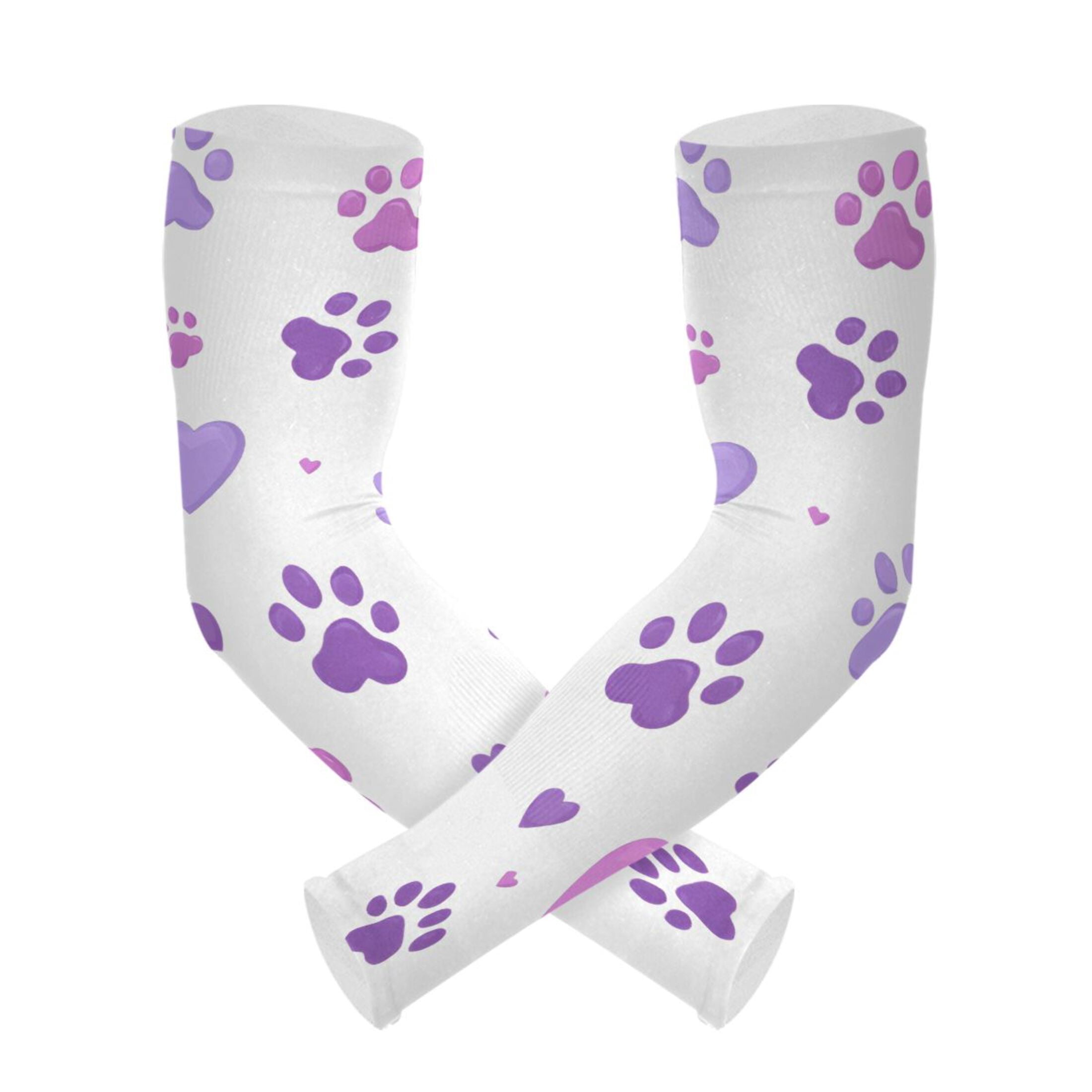 Dog Paw Pattern UV Protection Cooling Arm Sleeves, Compression Sun ...