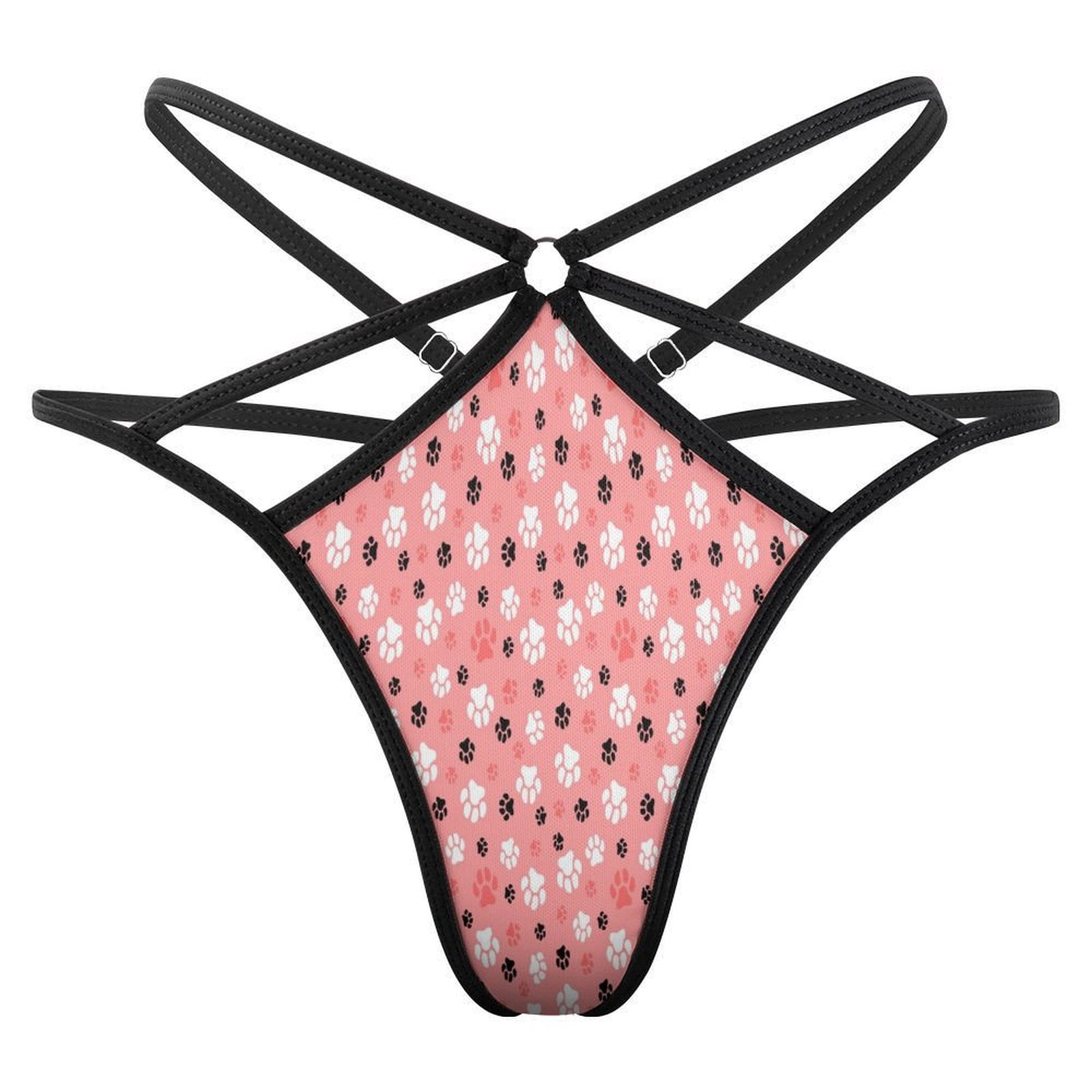 Dog Paw Pink Peach Background Open Type Women's Panties Crotch Opening ...