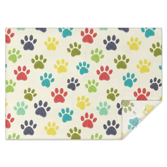 Dog Paw Print Beige Pattern Waterproof Tablecloth, Rectangular Outdoor ...