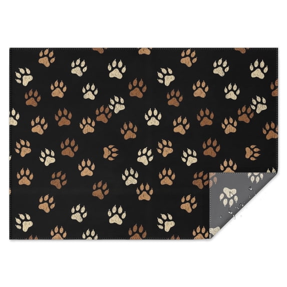 Dog Paw Print Black Pattern Waterproof Tablecloth, Rectangular ...