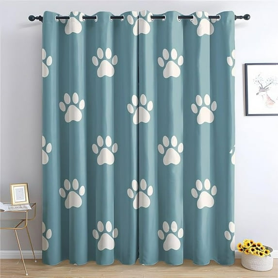 Dog Paw Print Blackout Curtains For Bedroom Living Room, Cute Animal ...