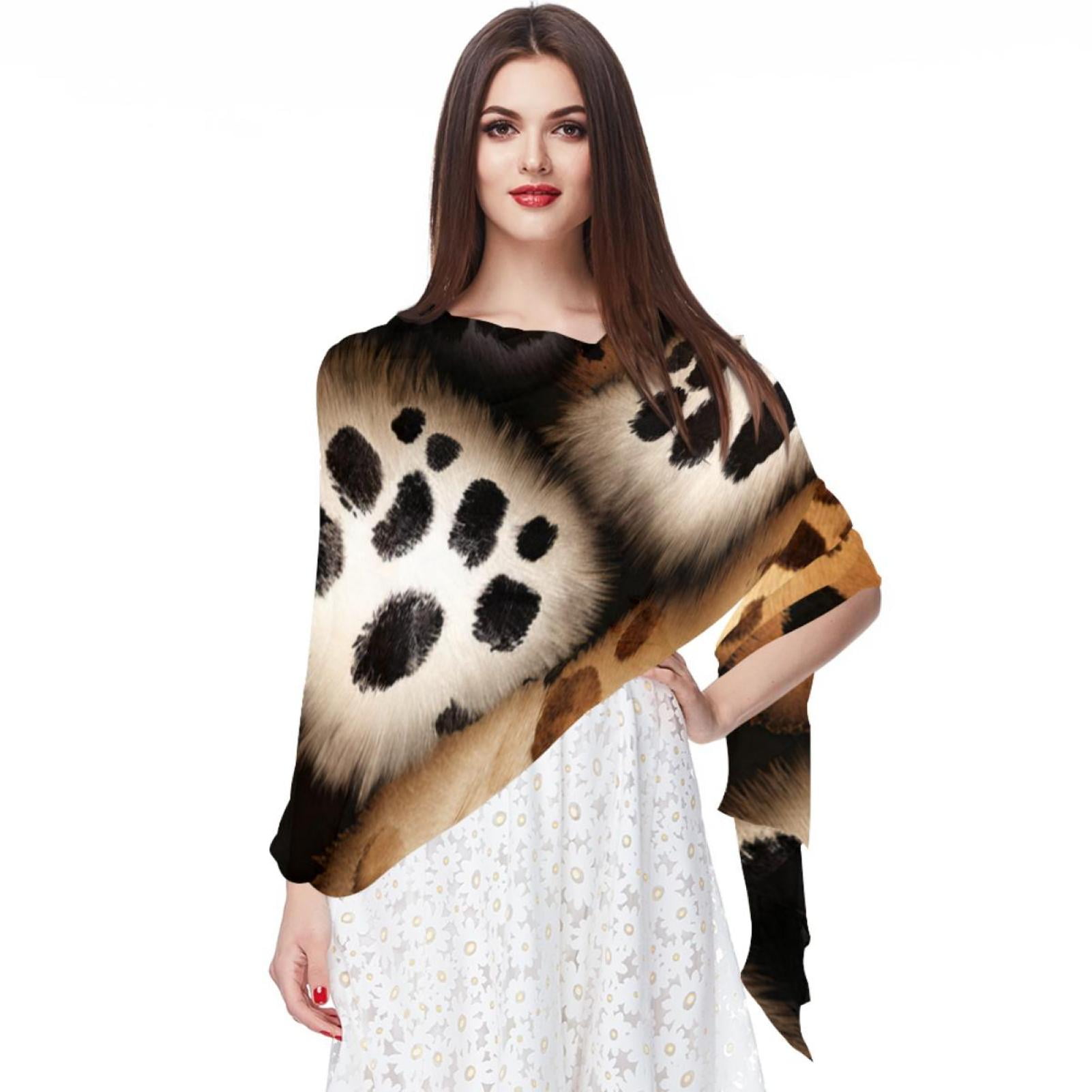 Dog Paw Print Breathable Chiffon Yarn Silk Head Scarf 180*73 ...