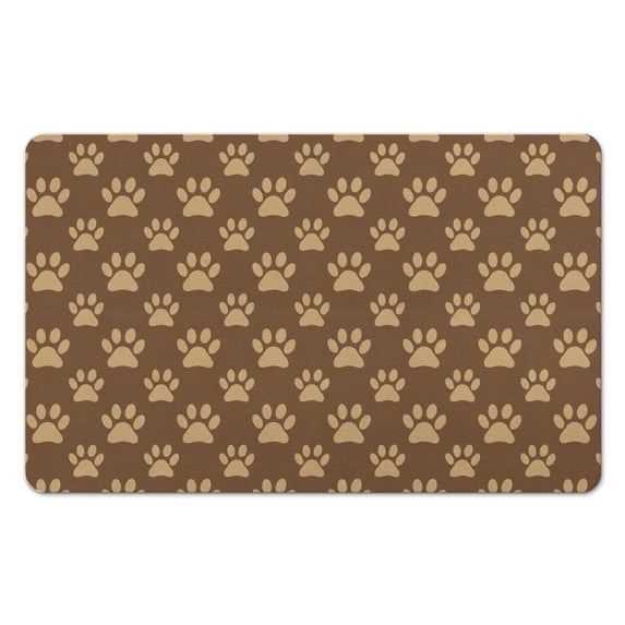 Dog Paw Print Brown Pattern Diatomite Bath Mat, Entryway Floor Pad with ...