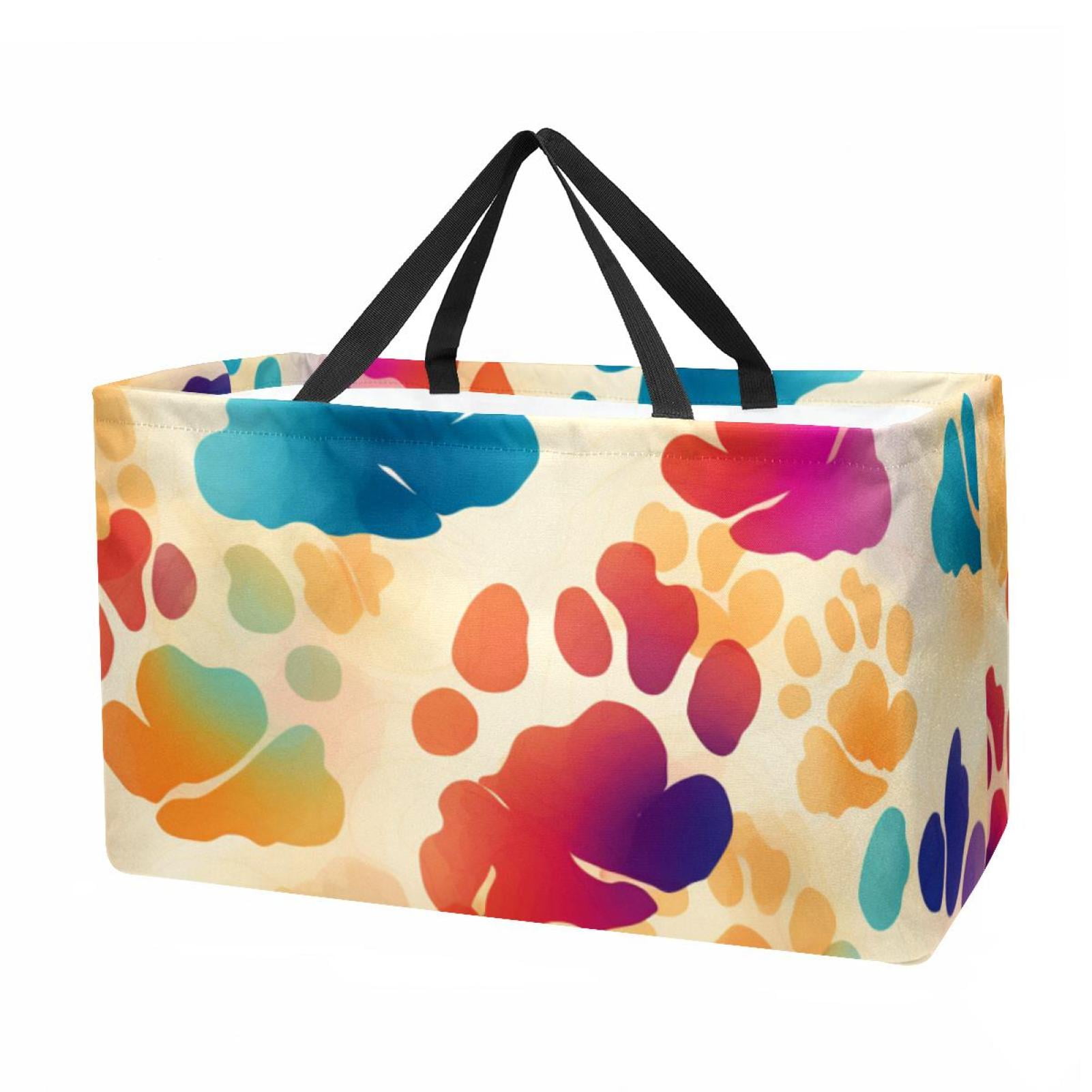 Dog Paw Print Collapsible Oxford Cloth Storage Bin: Reusable, Foldable ...