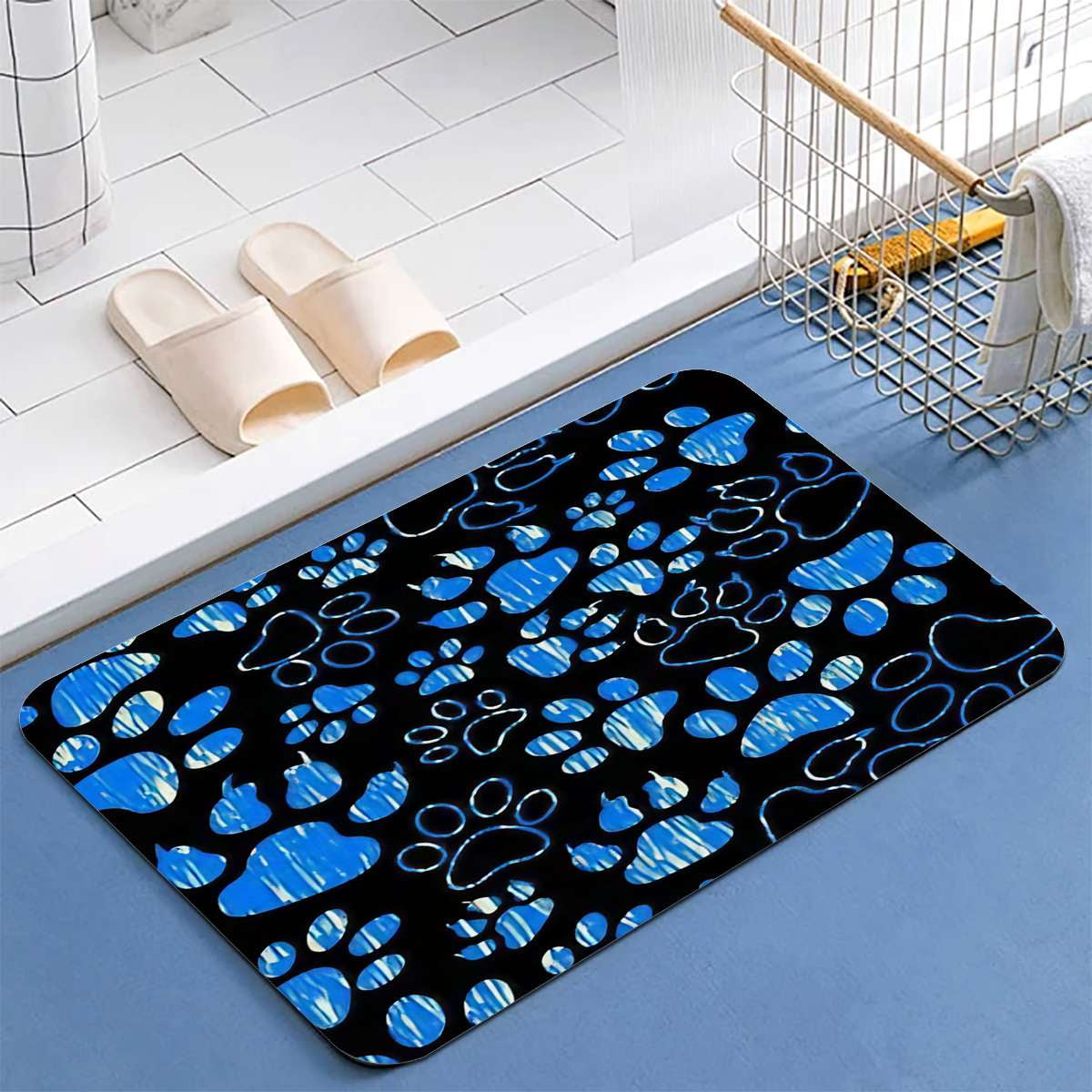 Dog Paw Print Diatomite Bath Mats Bathroom Absorbent Anti Slip Floor ...