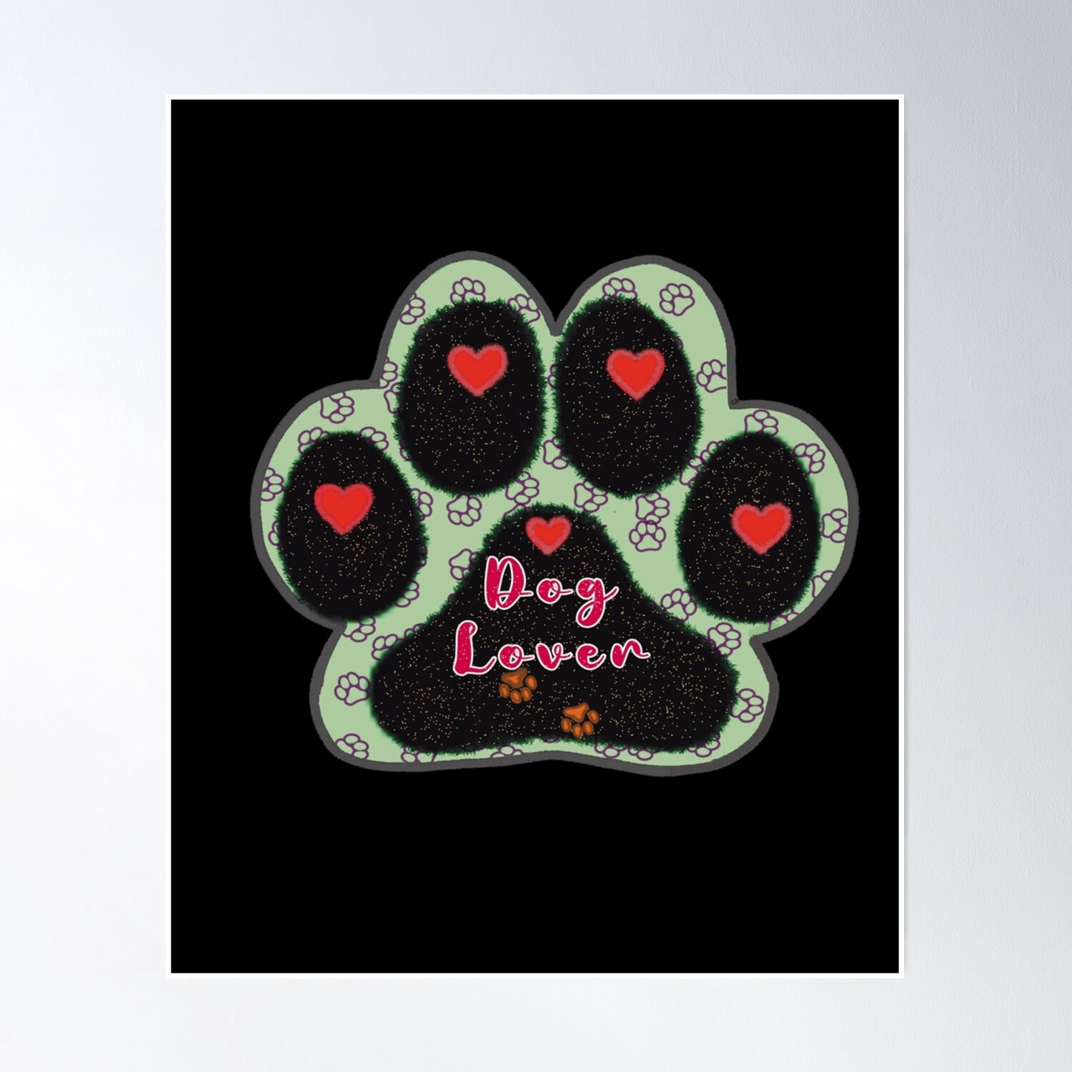 Dog Paw Print - Dog Lover -Green Shade Poster Wall Art, Modern Wall ...