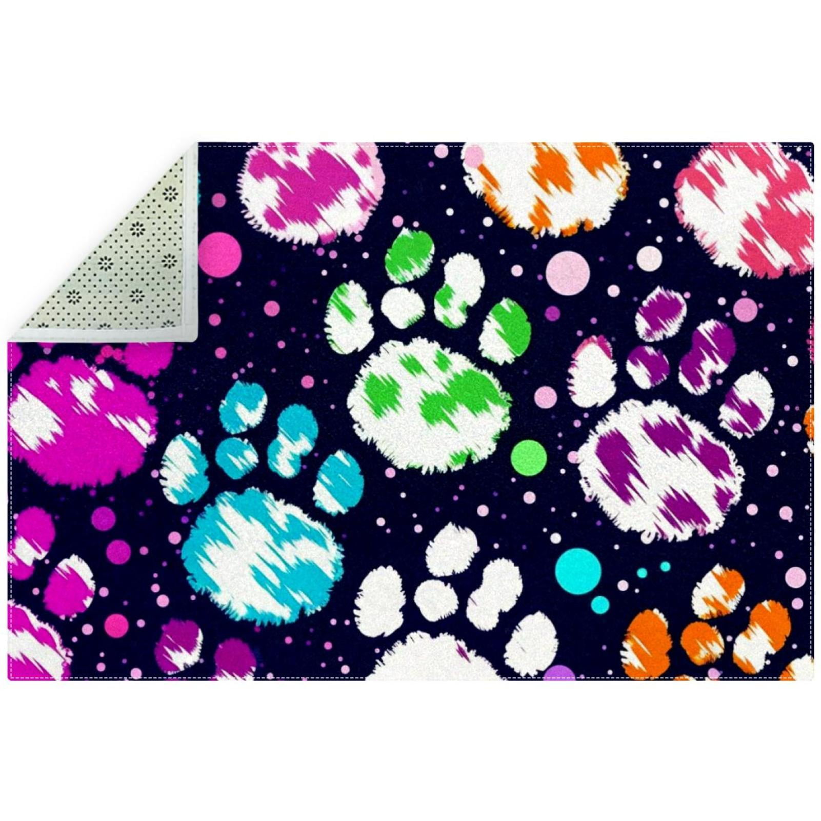 Dog Paw Print Elegant Polyester Indoor Rug - Soft Floor Mat with Right ...