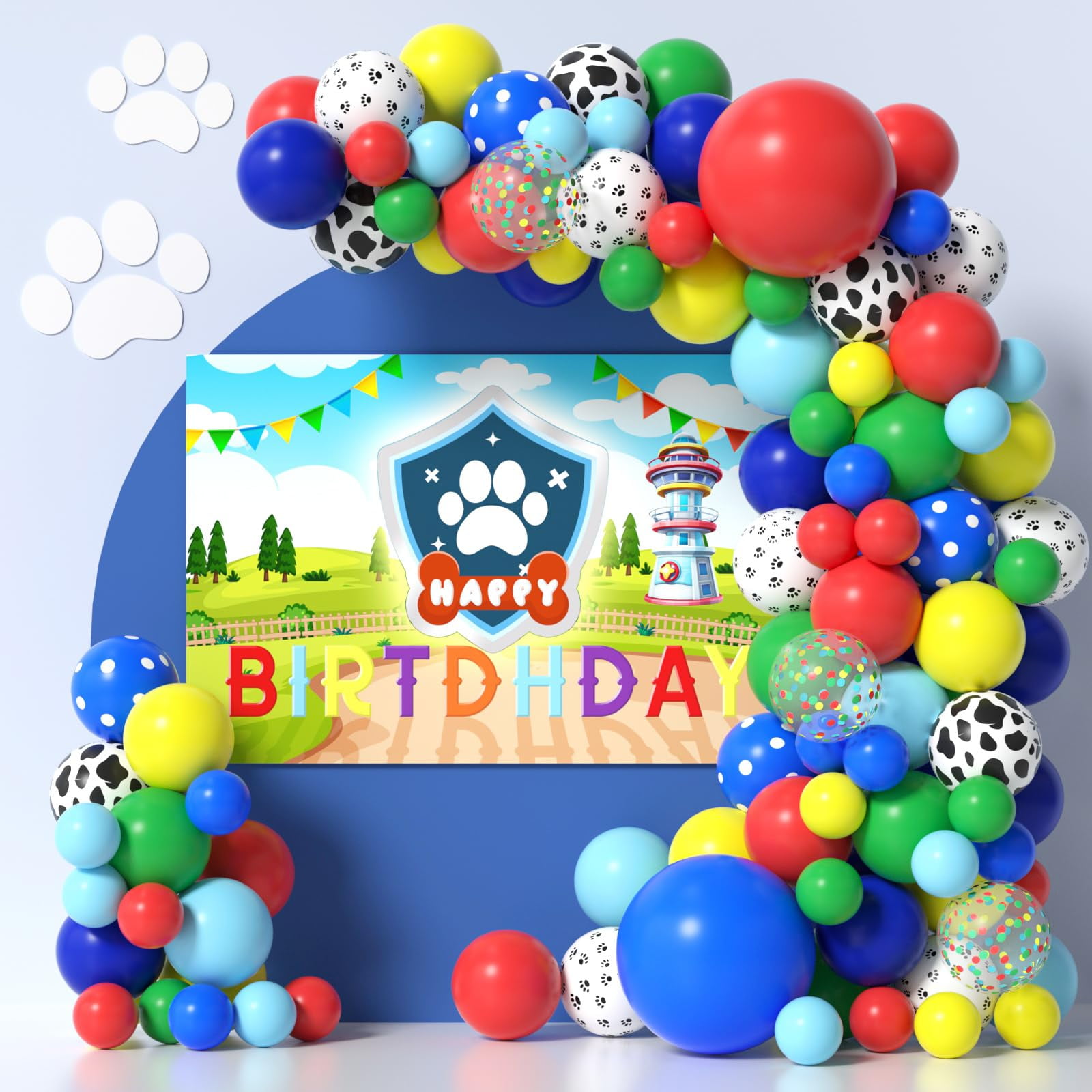 Dog Paw Print Foil Balloons Arch AFN1Kit with Dog Bone Paw Themed ...