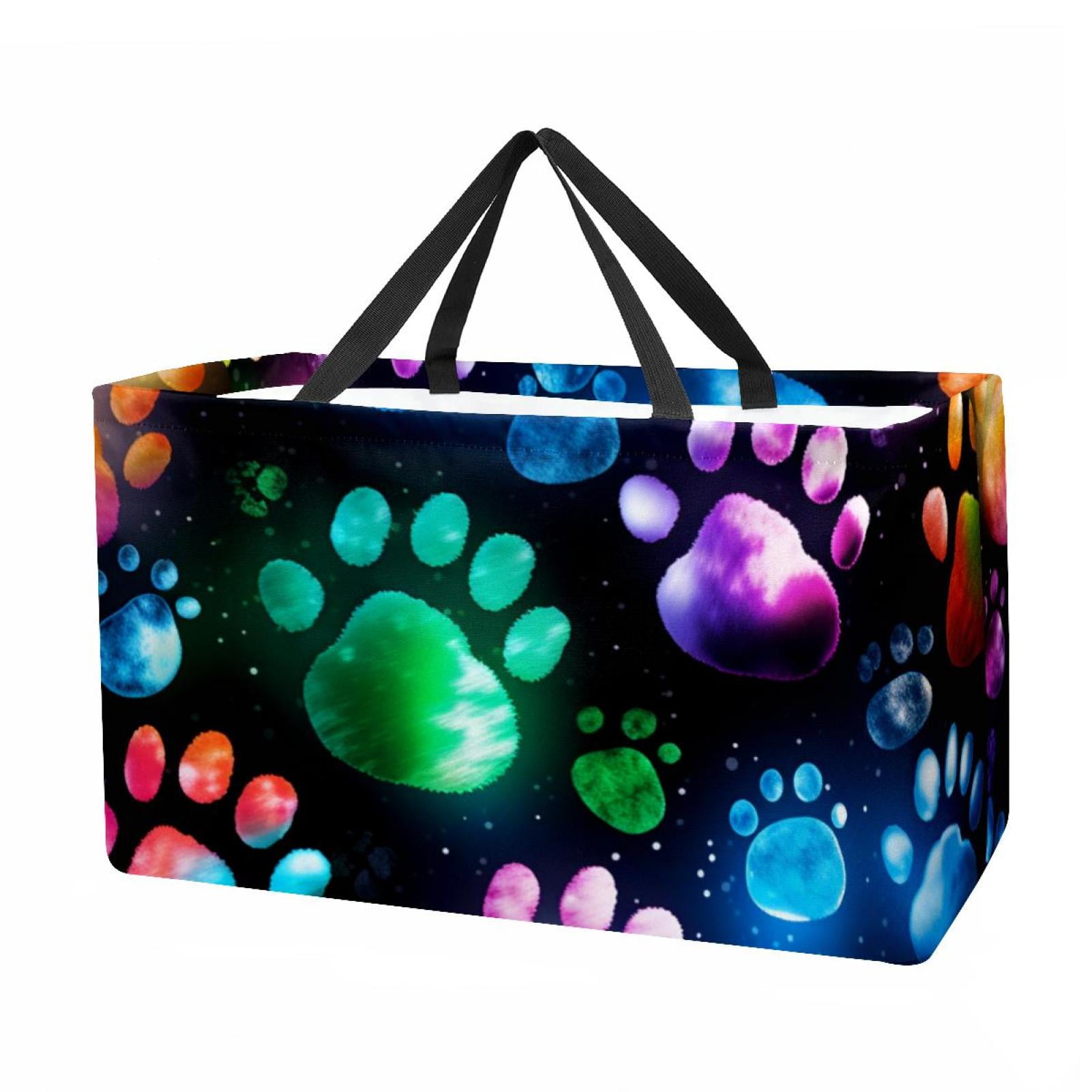 Dog Paw Print Foldable Reusable Large Capacity Oxford Cloth Storage Bin ...