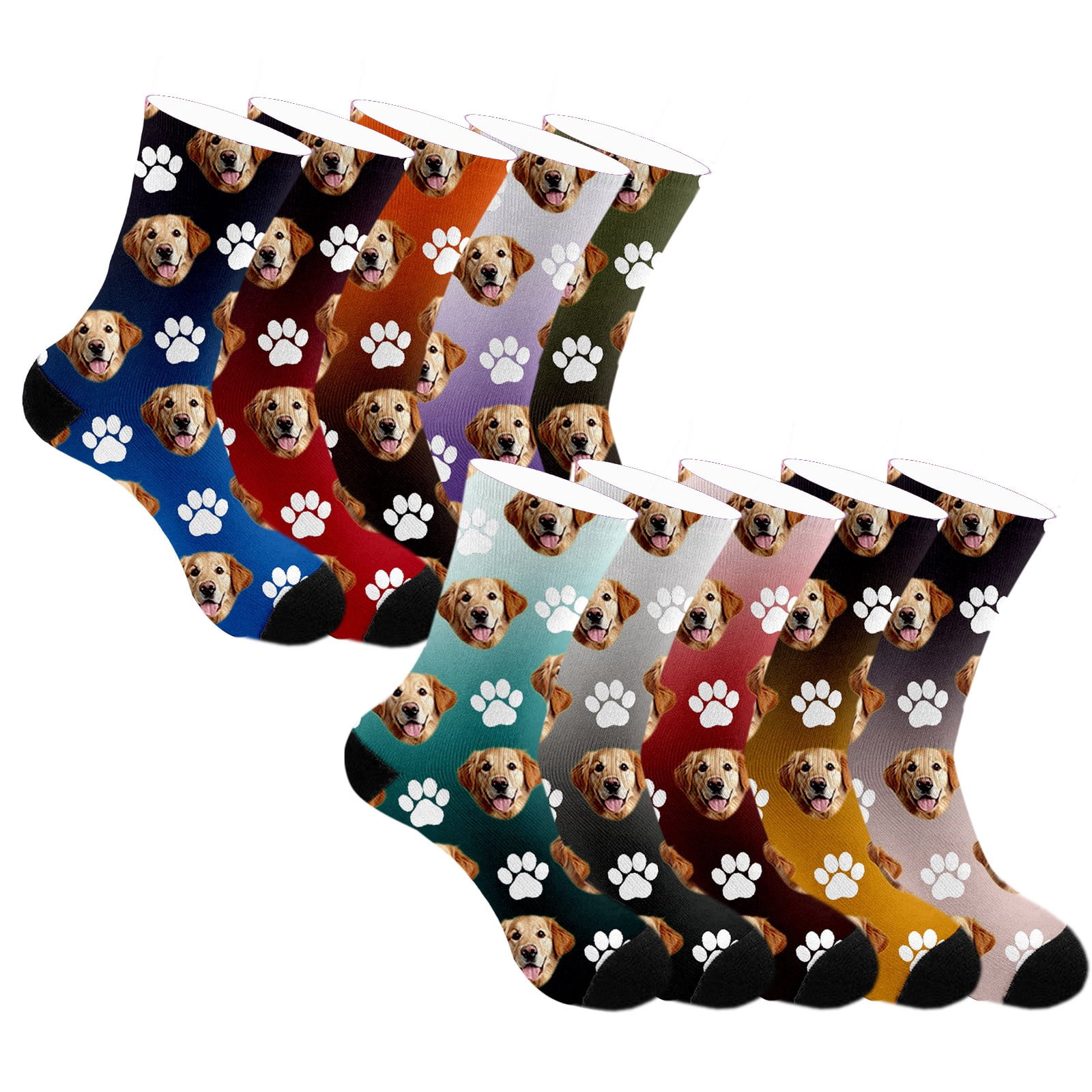 Dog Paw Print Gradient Custom Gradient Color Unisex Socks Novelty Men's ...