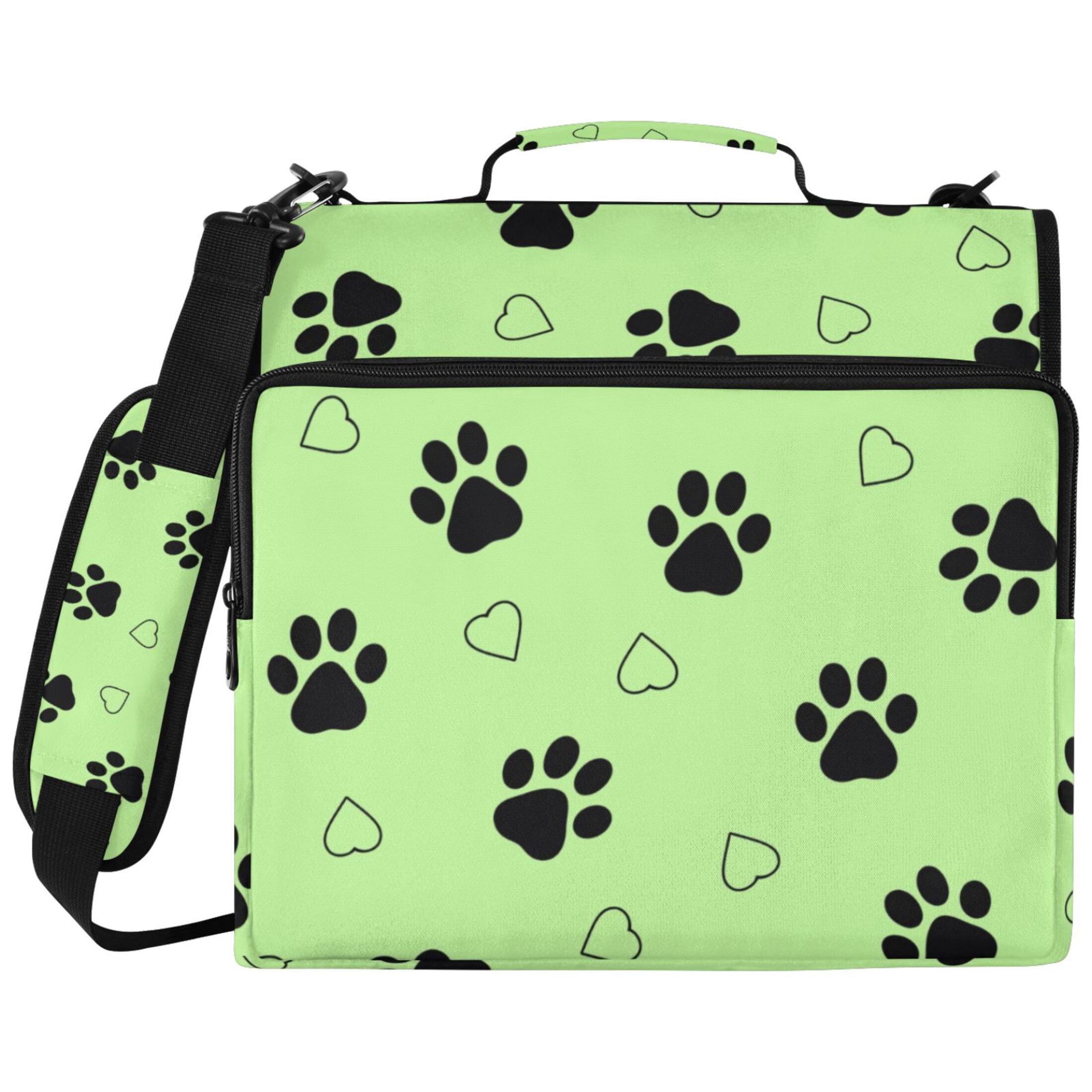 Dog Paw Print Green 3 Ring Binder Bag Zipper Binder Organizer with 14 ...