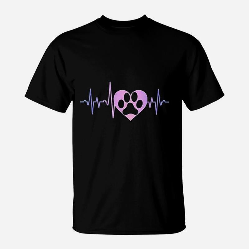 Dog Paw Print Heartbeat Puppy Lover TShirt - Walmart.com