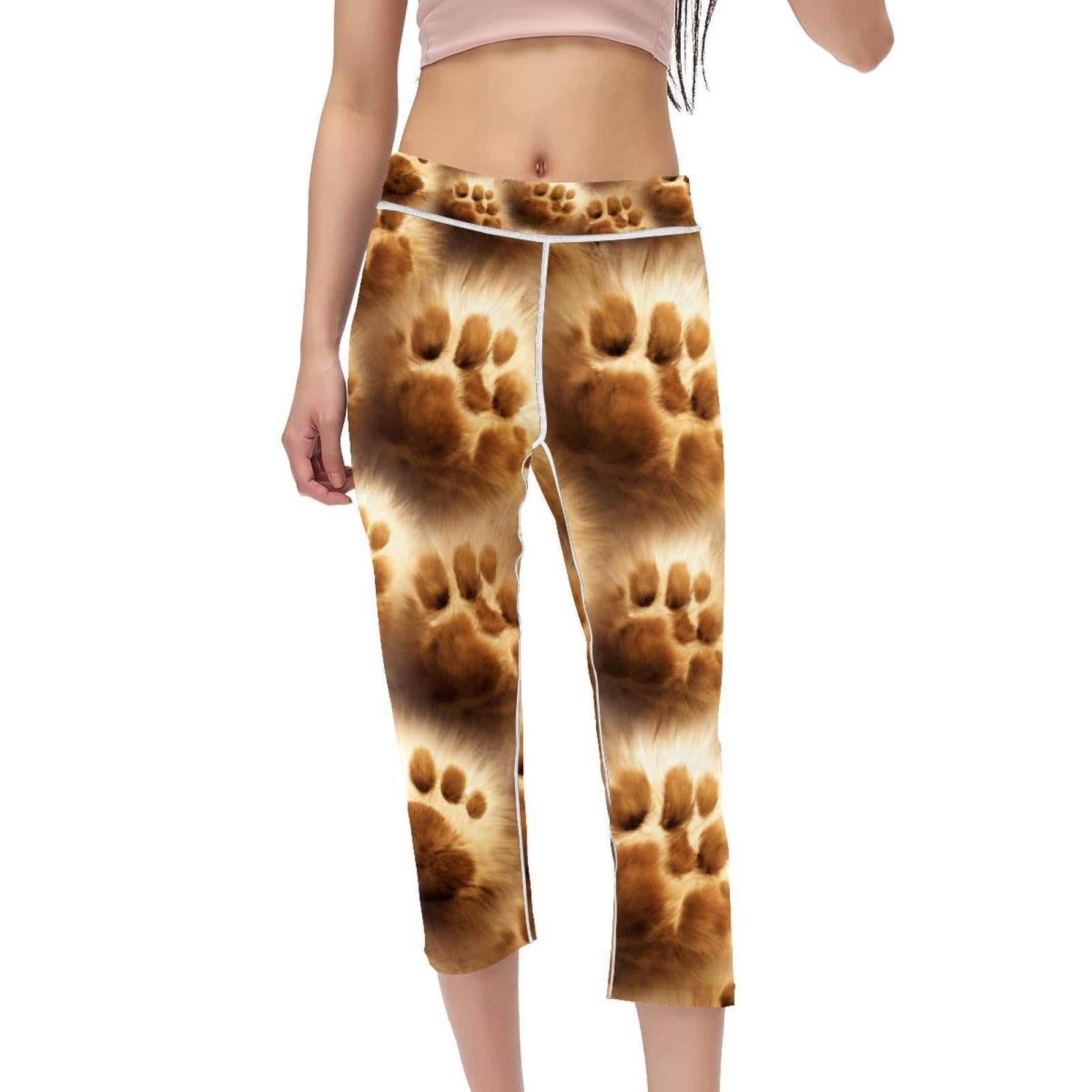 Dog Paw Print High Waist Capris Printed Leggings for Women, Not See ...