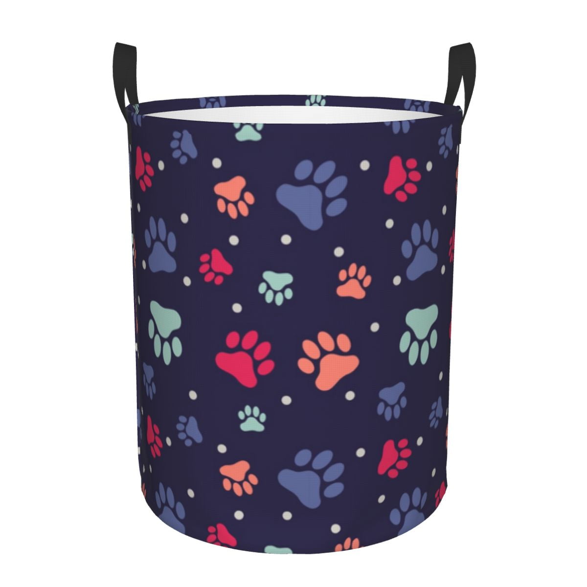 Dog Paw Print Laundry Basket Collapsible Puppy Paws Pattern Clothing ...