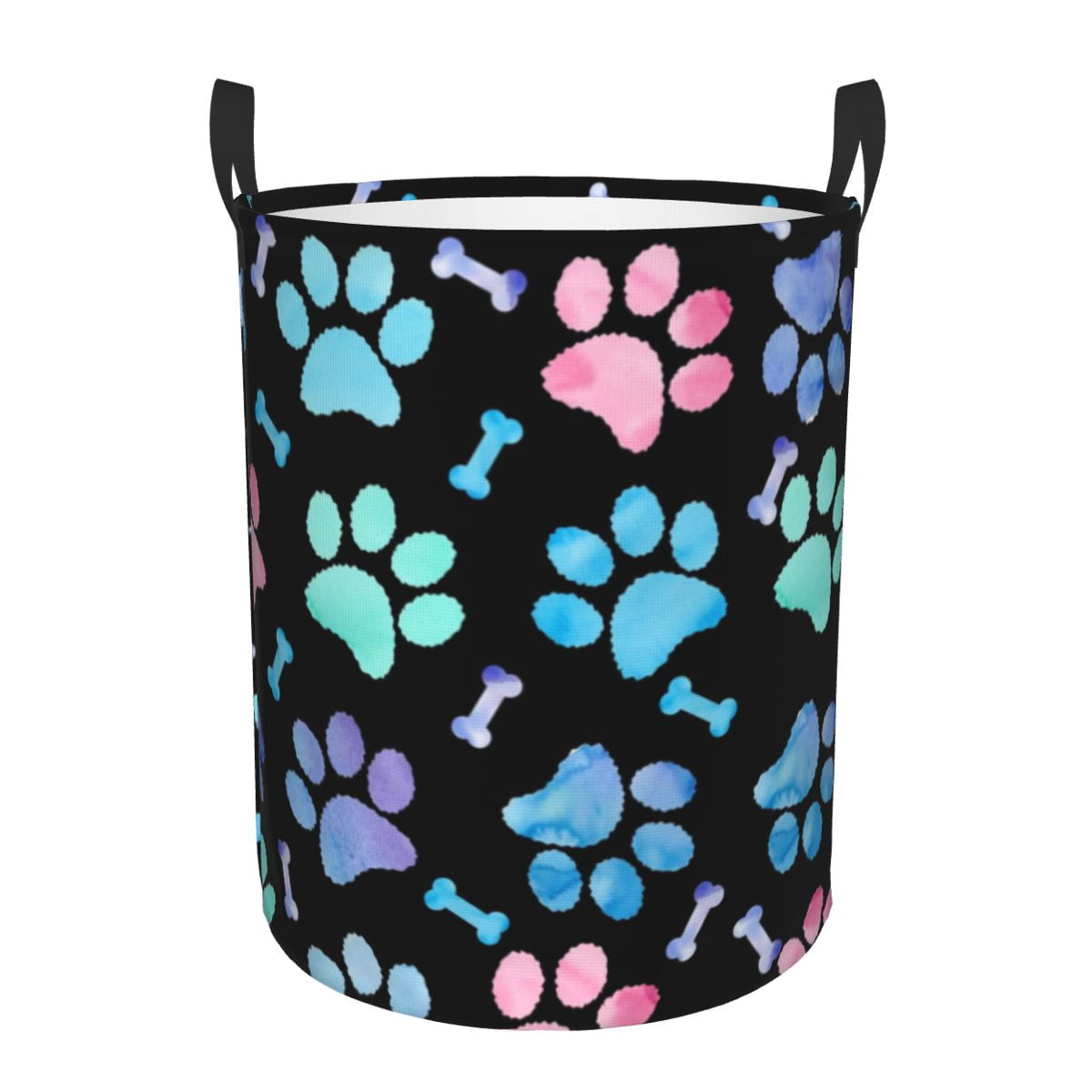 Dog Paw Print Laundry Basket Collapsible Puppy Paws Pattern Clothing ...