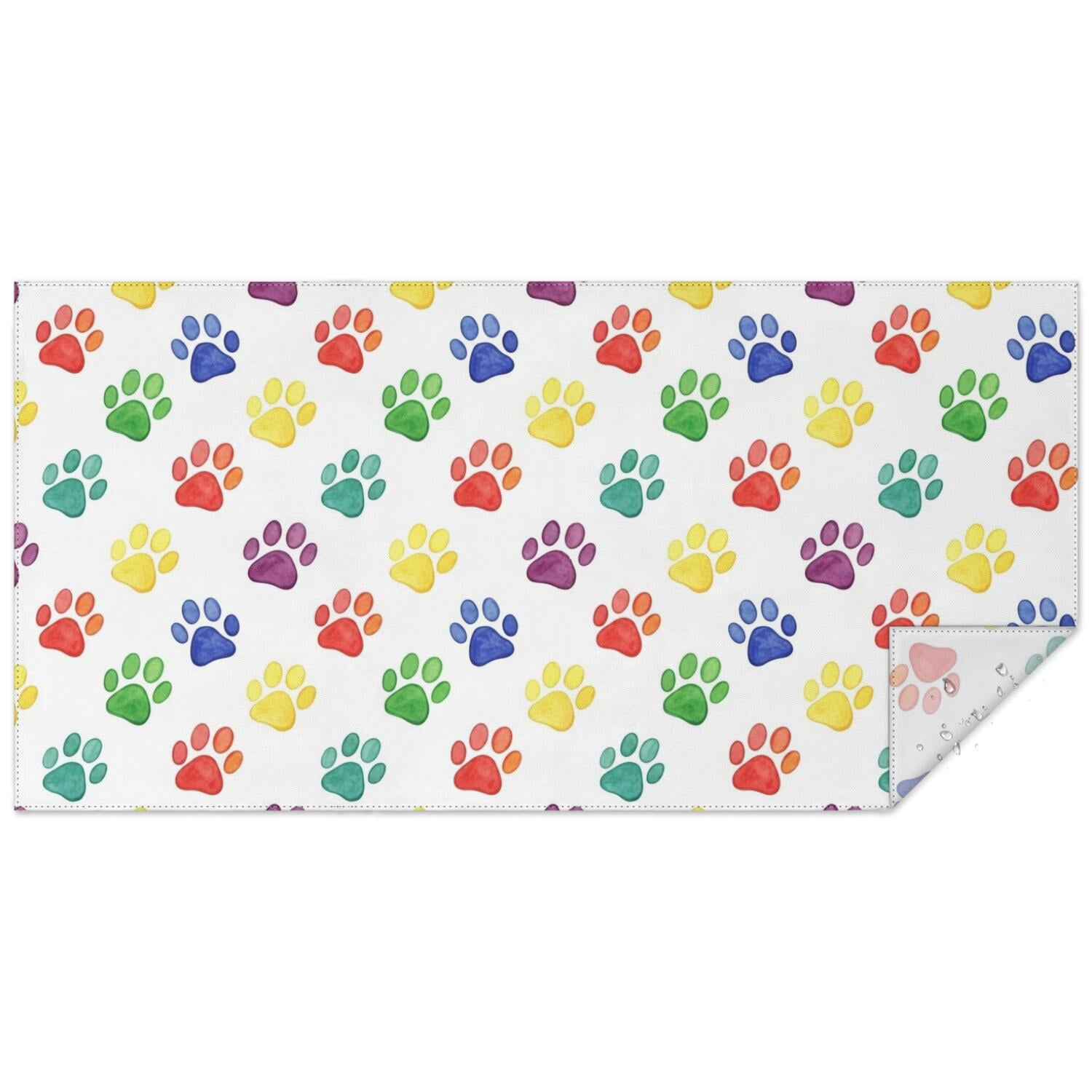 Dog Paw Print Multicolor White Pattern Waterproof Tablecloth ...
